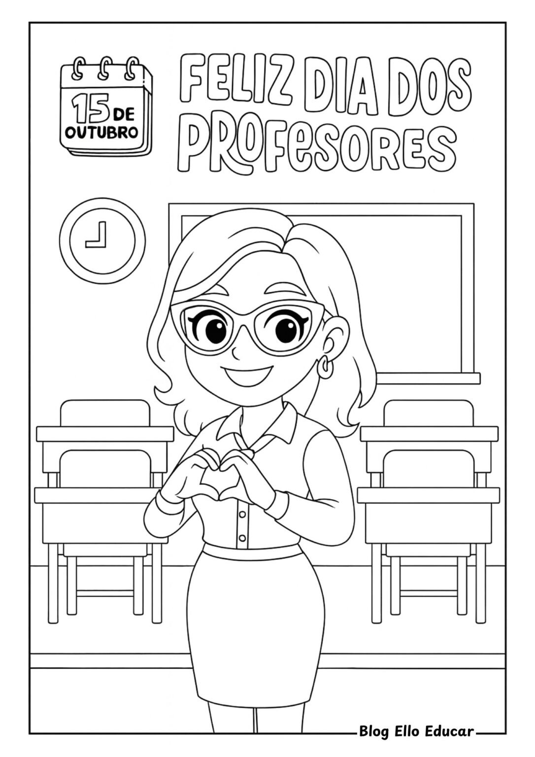 Desenhos para Colorir Dia do Professor: 35 Páginas para Imprimir